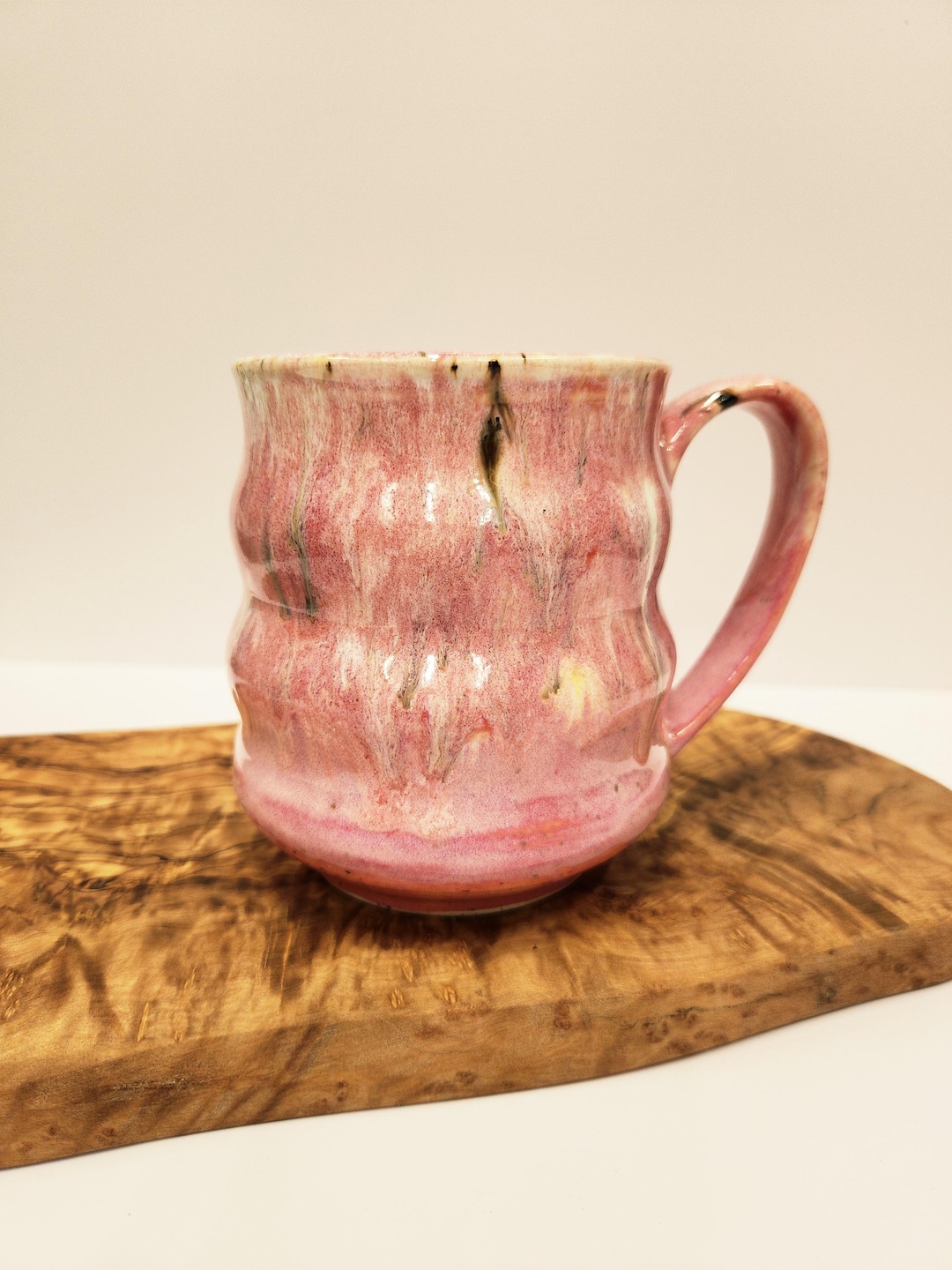 Handmade Pink Wavy 20 Ounce Drip Glaze Ceramic Coffee Tea Mug - Etsy