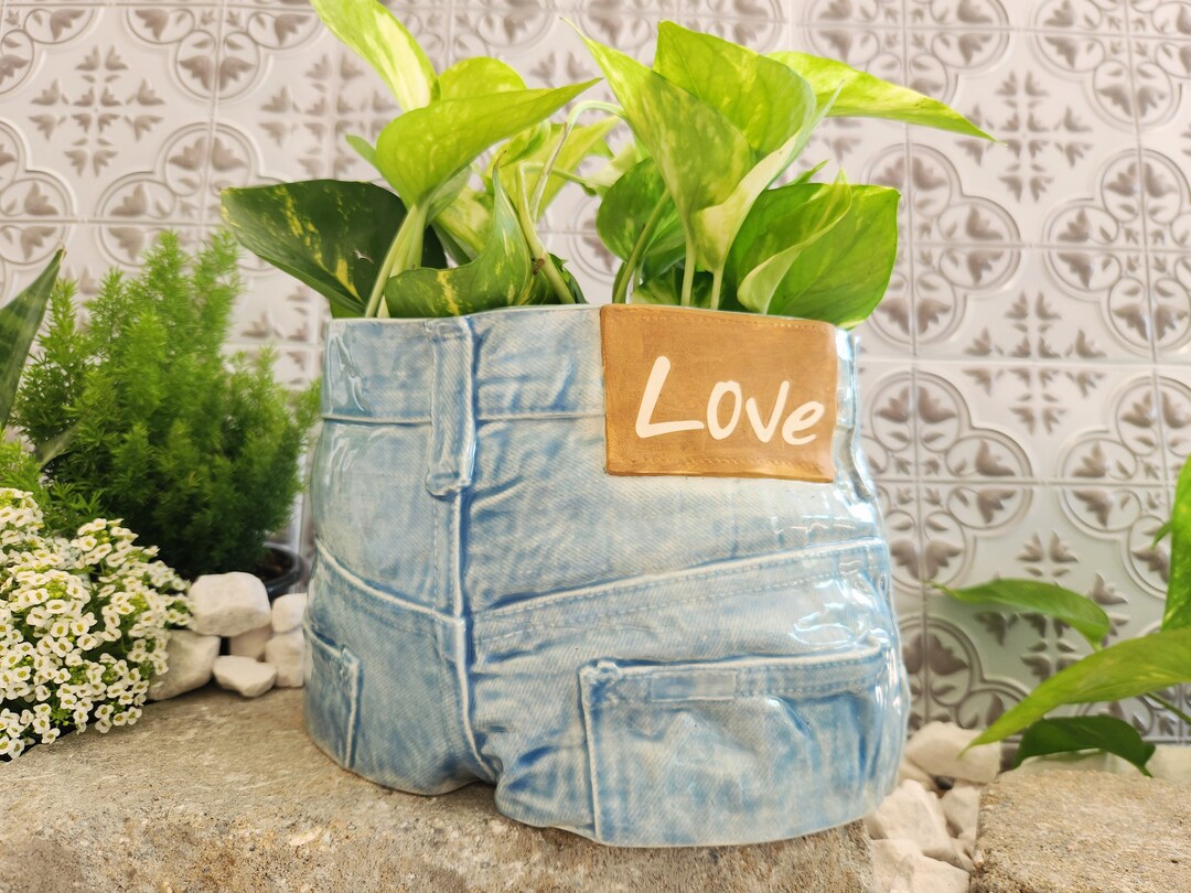 Large Handmade Ceramic Denim Jeans Planter "etsy's Pick" **can ...
