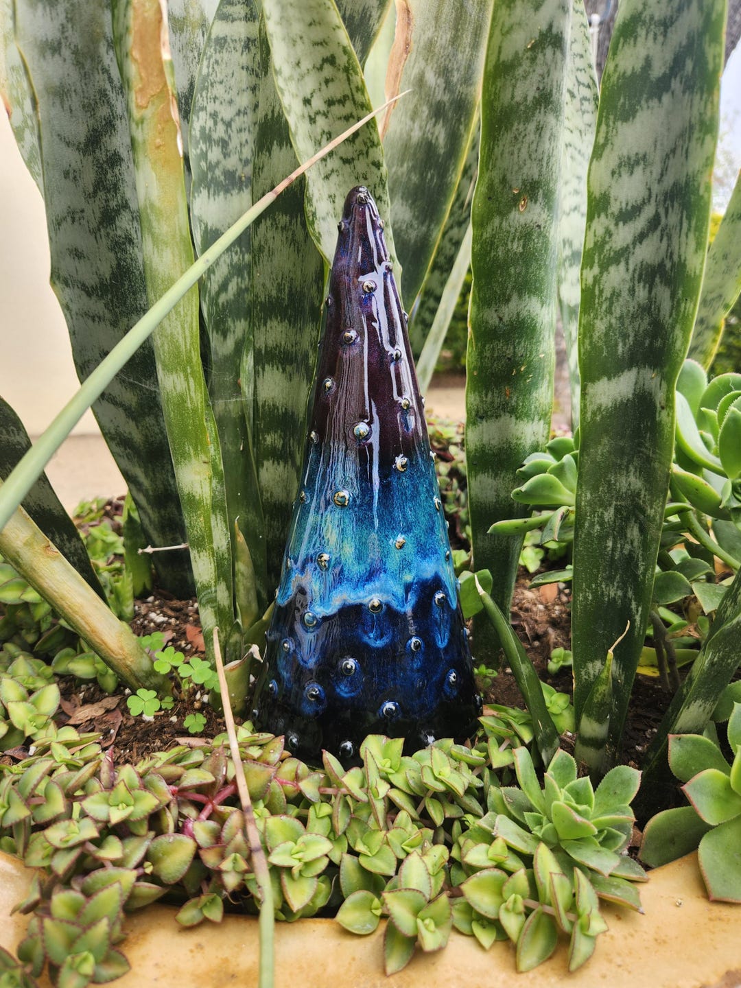 Handcrafted Deep Purple and Blue Dot Ornamental Tree - Etsy