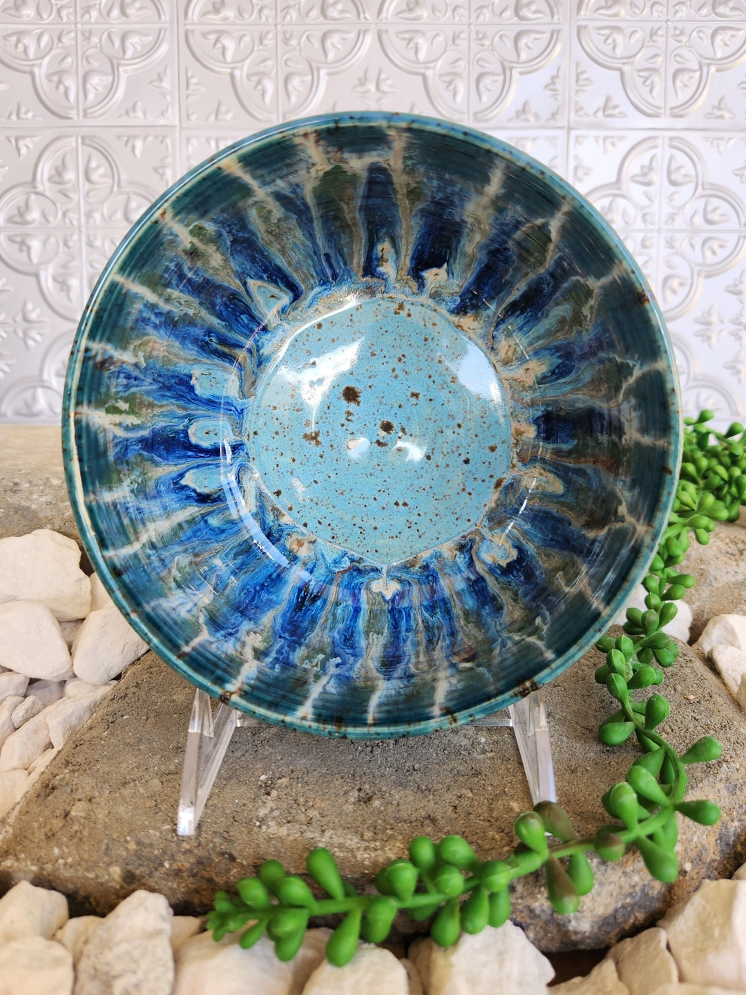 Handcrafted Teal, Blue and Turquoise Ceramic Bowl for Serving or Home ...
