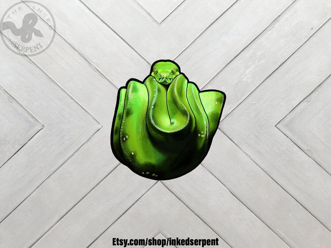 Green Tree Python Sticker From Digital Painting Gtp Artwork - Etsy