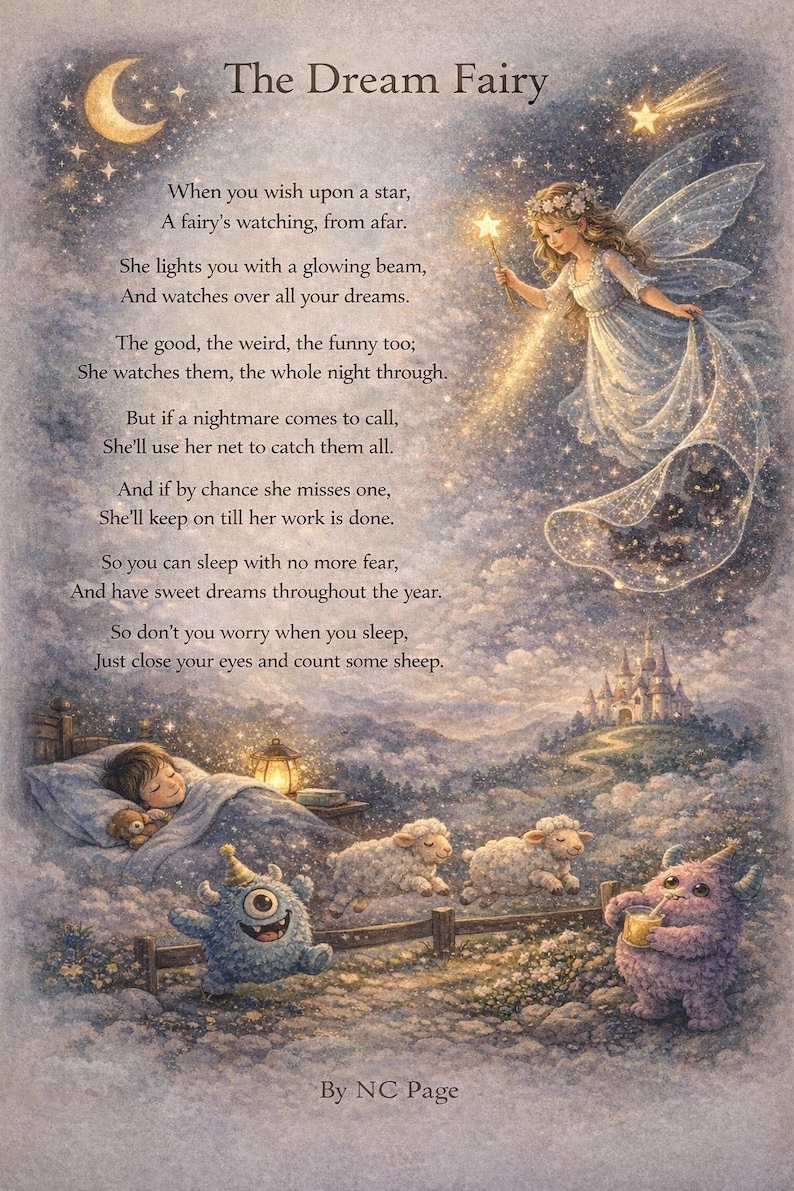 A4 Digital Download. Children's Poem - the Dream Fairy - Etsy