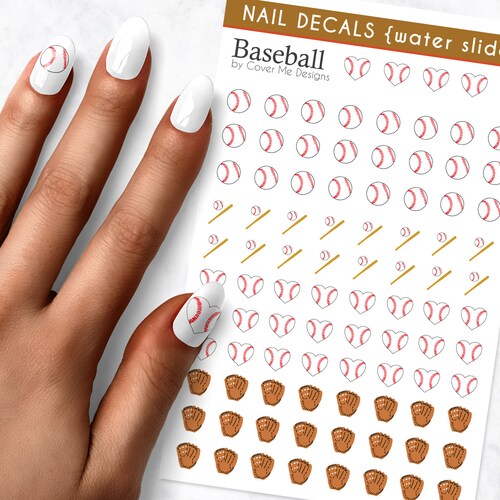 Baseball Nail Art Baseball Nail Decals Baseball Mom Nails | Etsy
