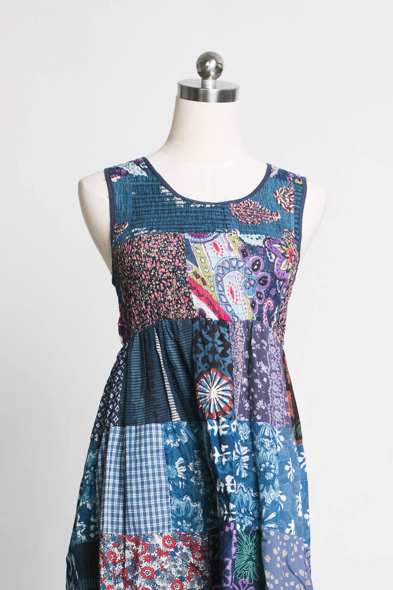 Vintage Patchwork Floral Dress / 1990s Summer Dress / Boho 70s | Etsy