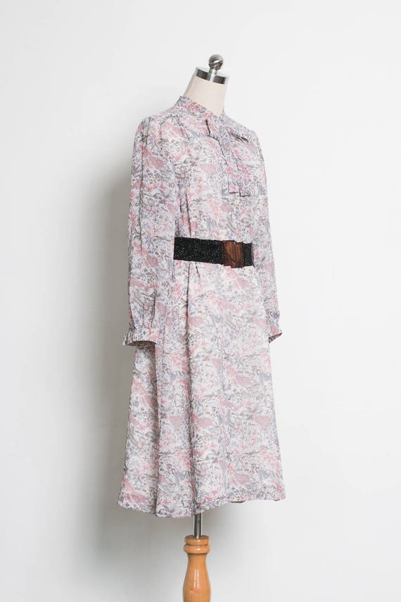 Classic Japanese Vintage Floral Dress / 80s Neck tie … - Gem