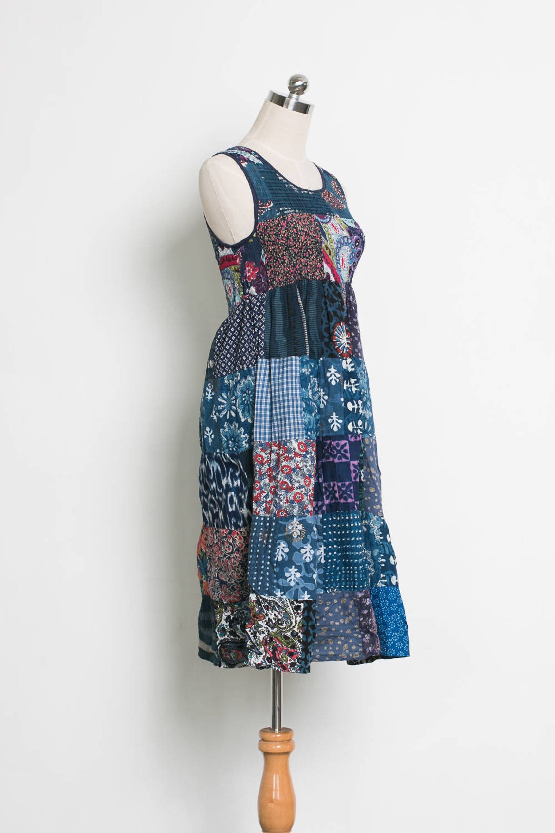 Vintage Patchwork Floral Dress / 1990s Summer Dress / Boho 70s - Etsy