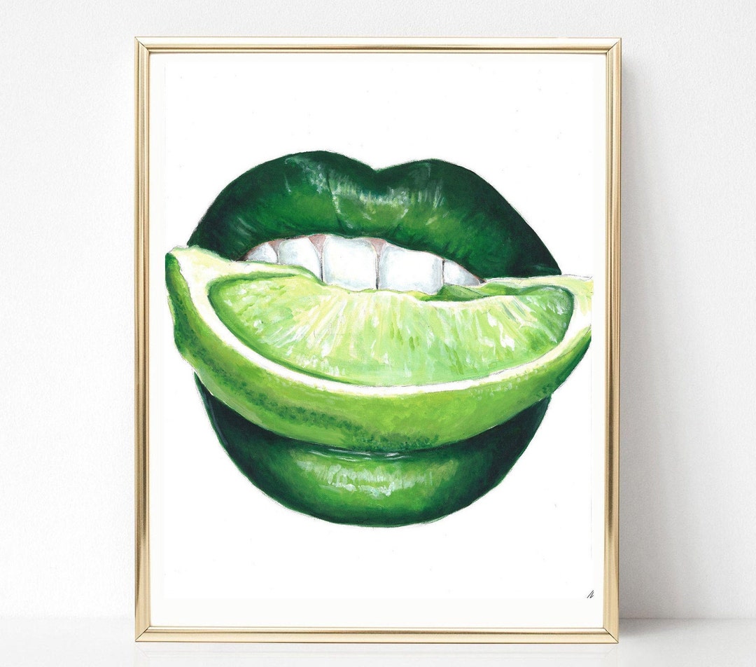Lime Green Lips Fine Art Print - Etsy