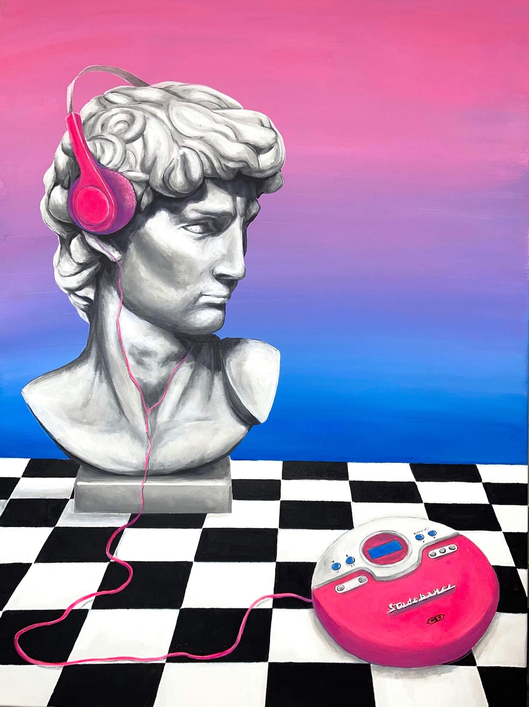 Vaporwave Statue of David Art Print - Etsy