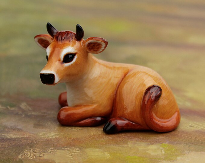 Brown Cow - Hand-painted Resin Animal Figurine - Etsy