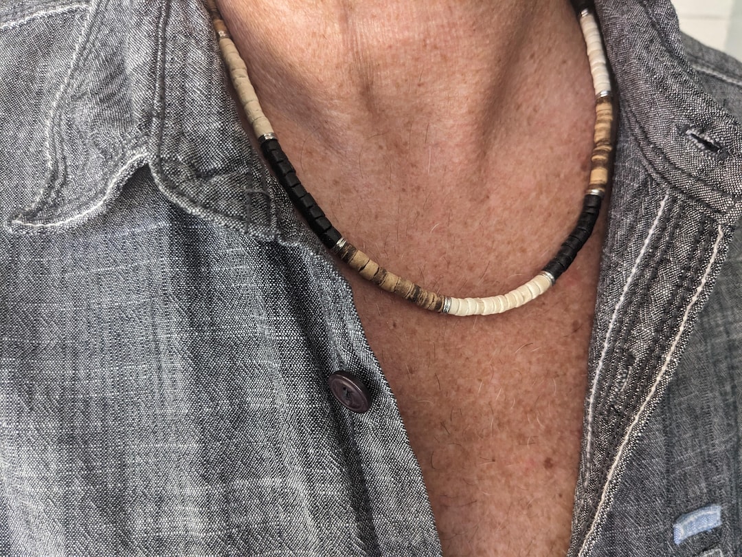 Mens Coconut Necklace, Beachy Surf Choker, Beaded for Him by JT Maui ...