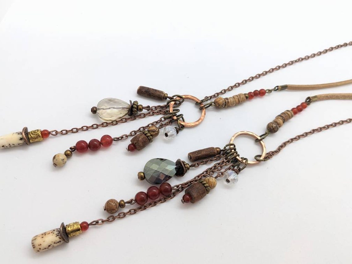 Long Boho Necklace Mustard and Rust Necklace Orange Agate - Etsy