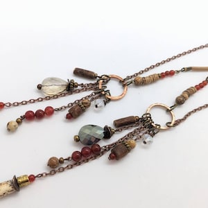 Long Boho Necklace, Mustard and Rust Necklace, Orange Agate, Long ...