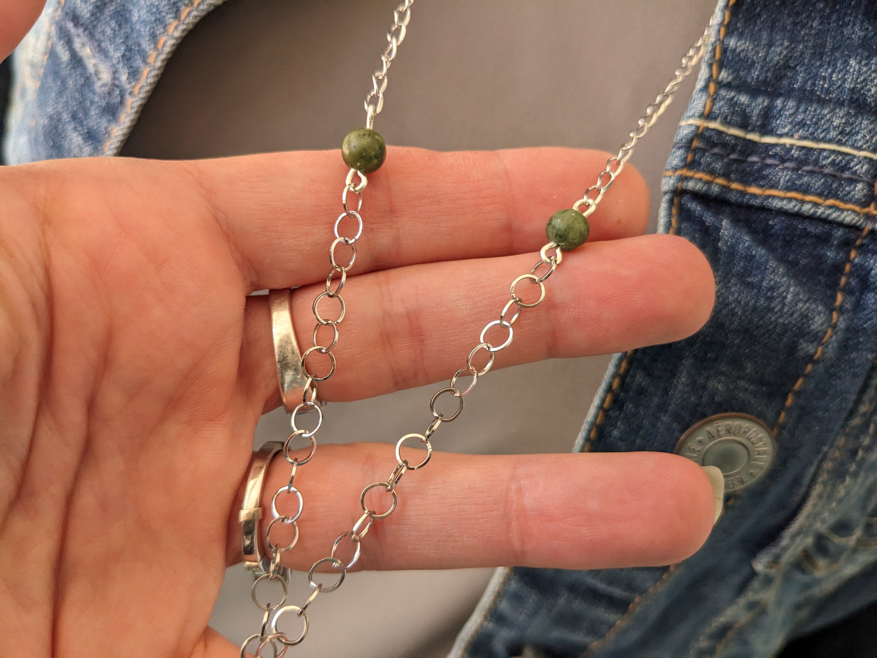 Women's Long Boho Necklace, Extra Long Silver Adjustable Chain, With ...