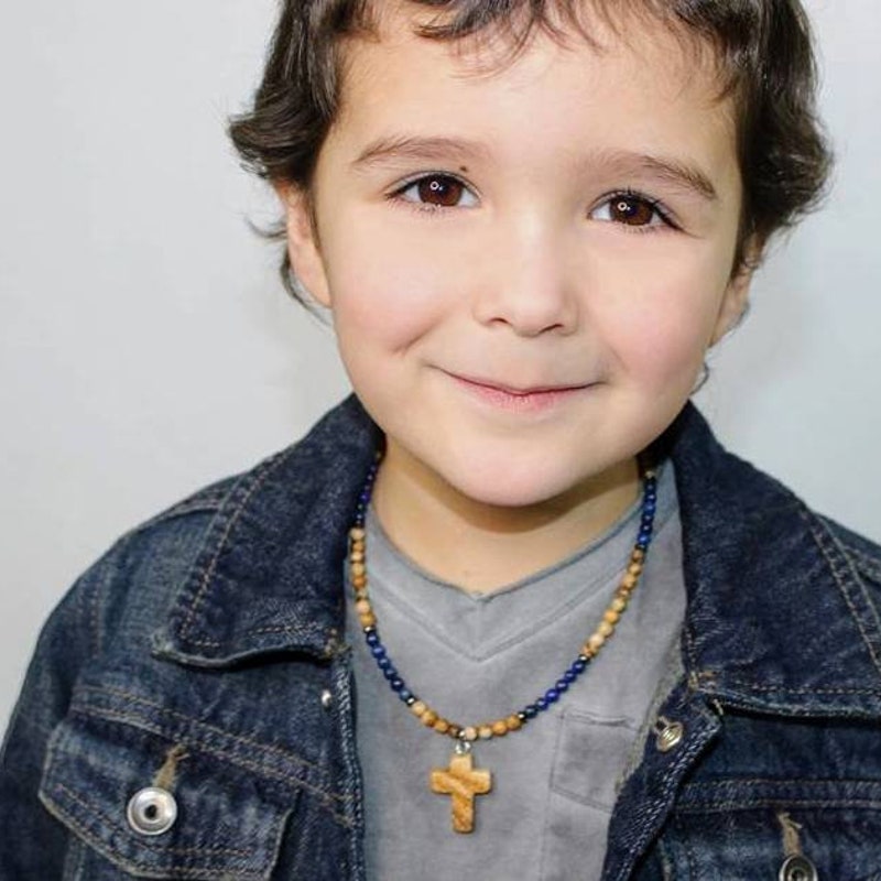 Child Blue Cross Necklace - Etsy