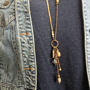 Long boho necklace mustard and rust necklace orange agate | Etsy