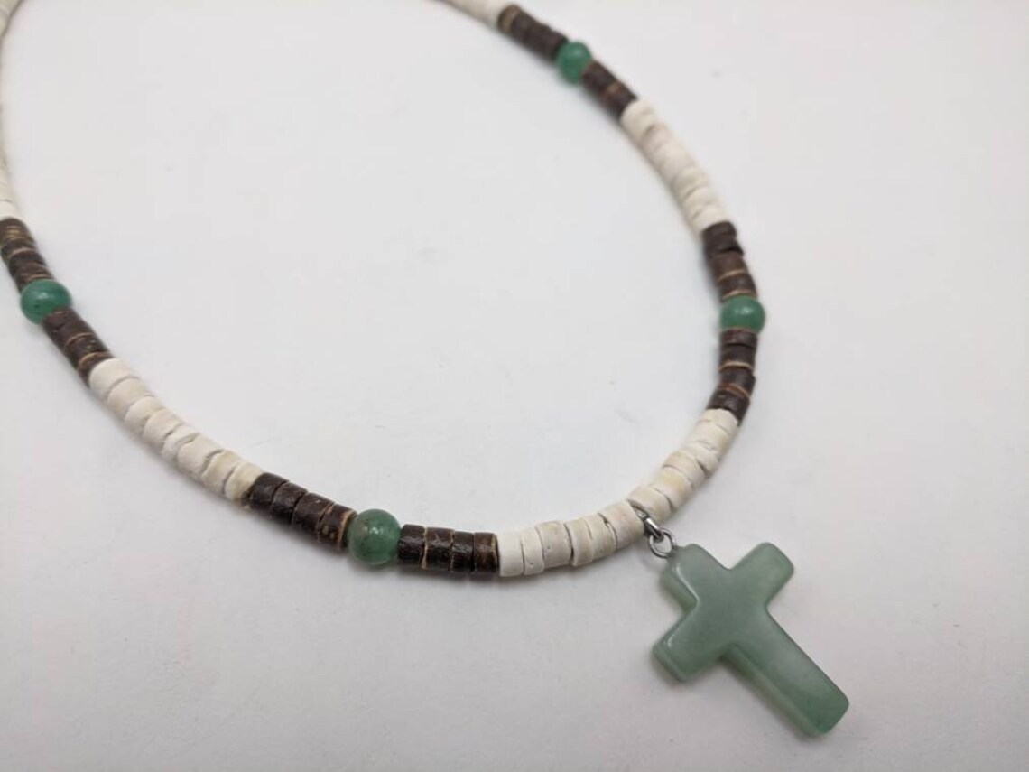 Mens Jade Necklace, Green Jade Cross Necklace for Man, Green Stone ...