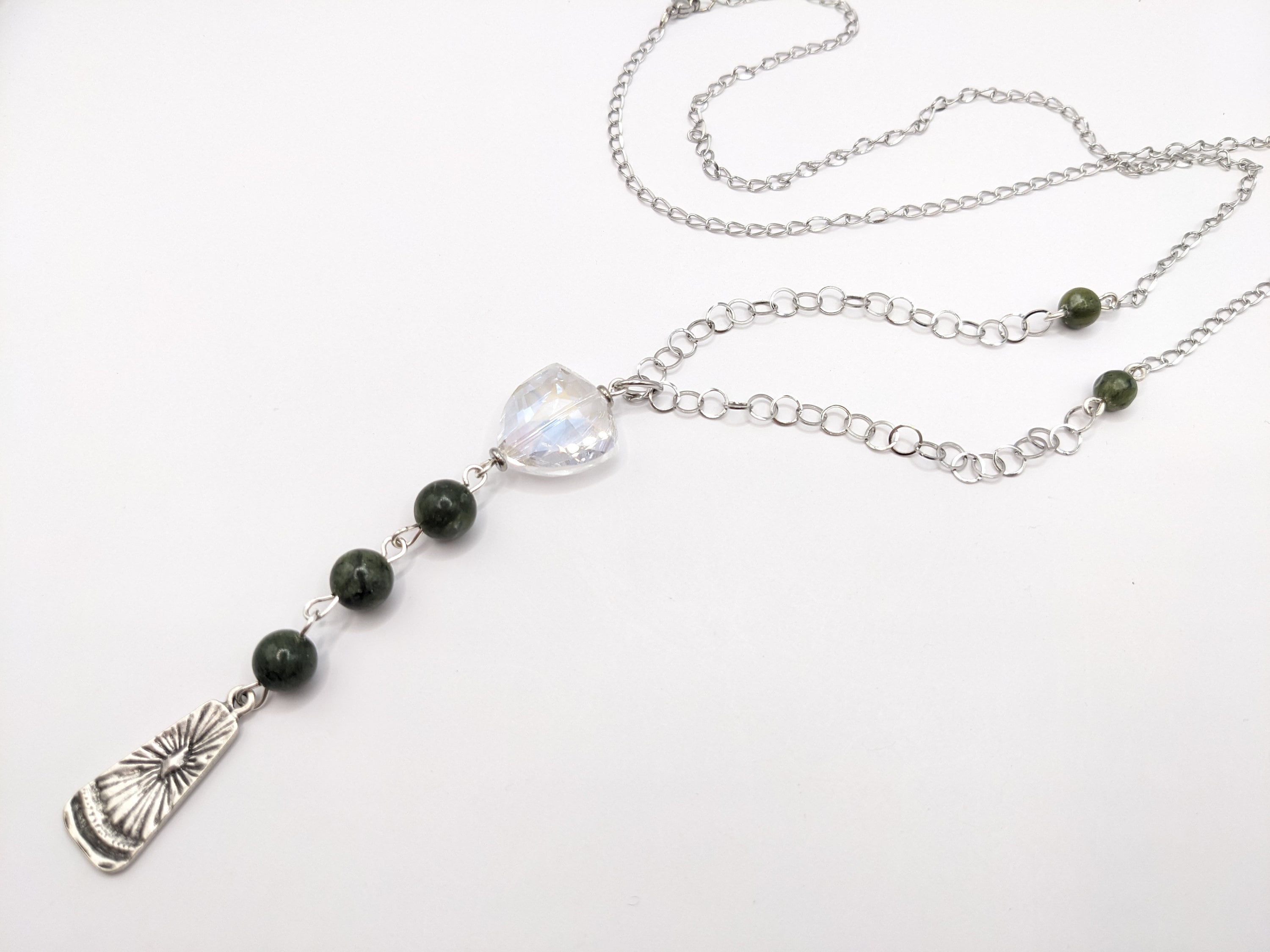 Women's Long Boho Necklace, Extra Long Silver Adjustable Chain, With ...