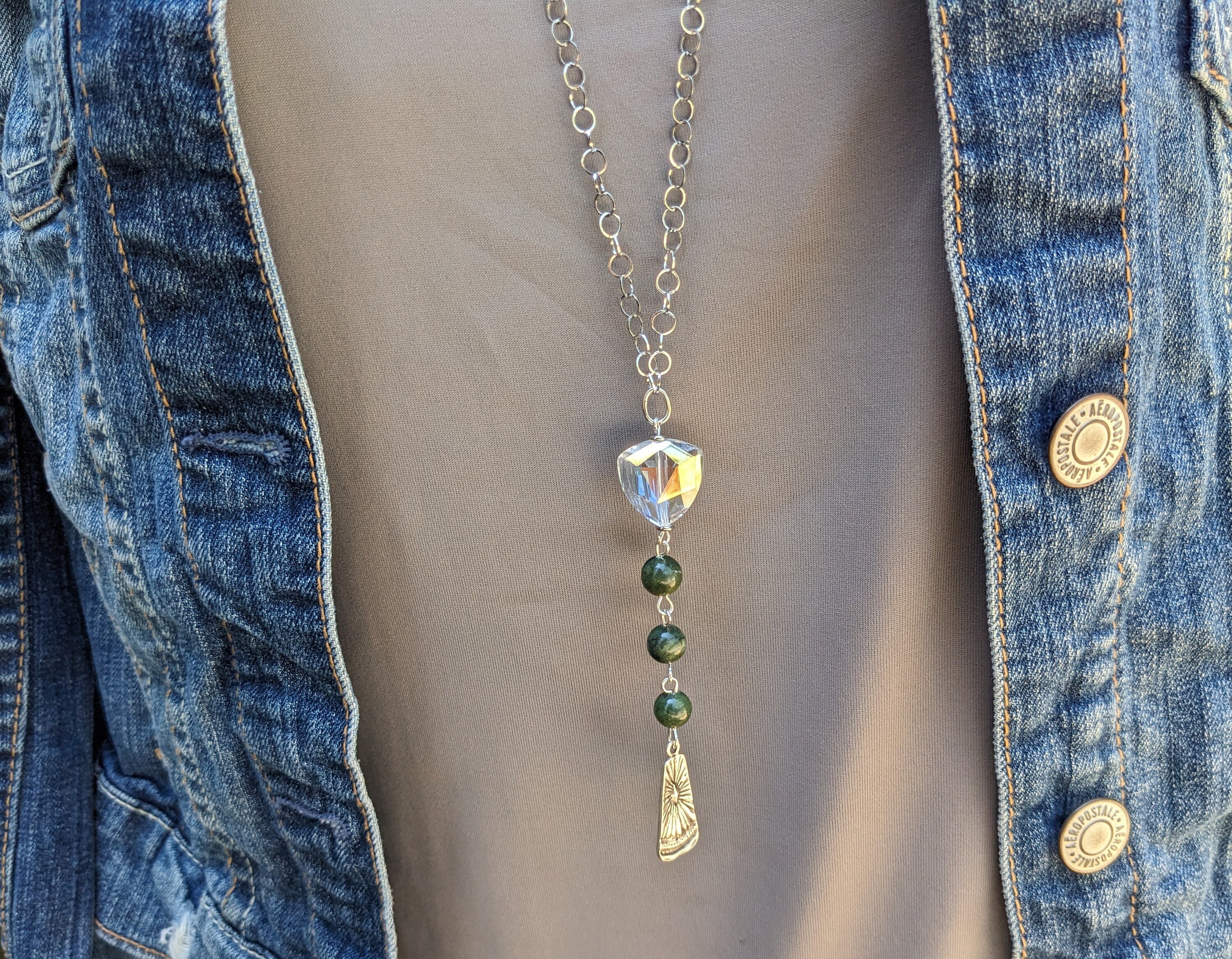 Women's Long Boho Necklace, Extra Long Silver Adjustable Chain, With ...