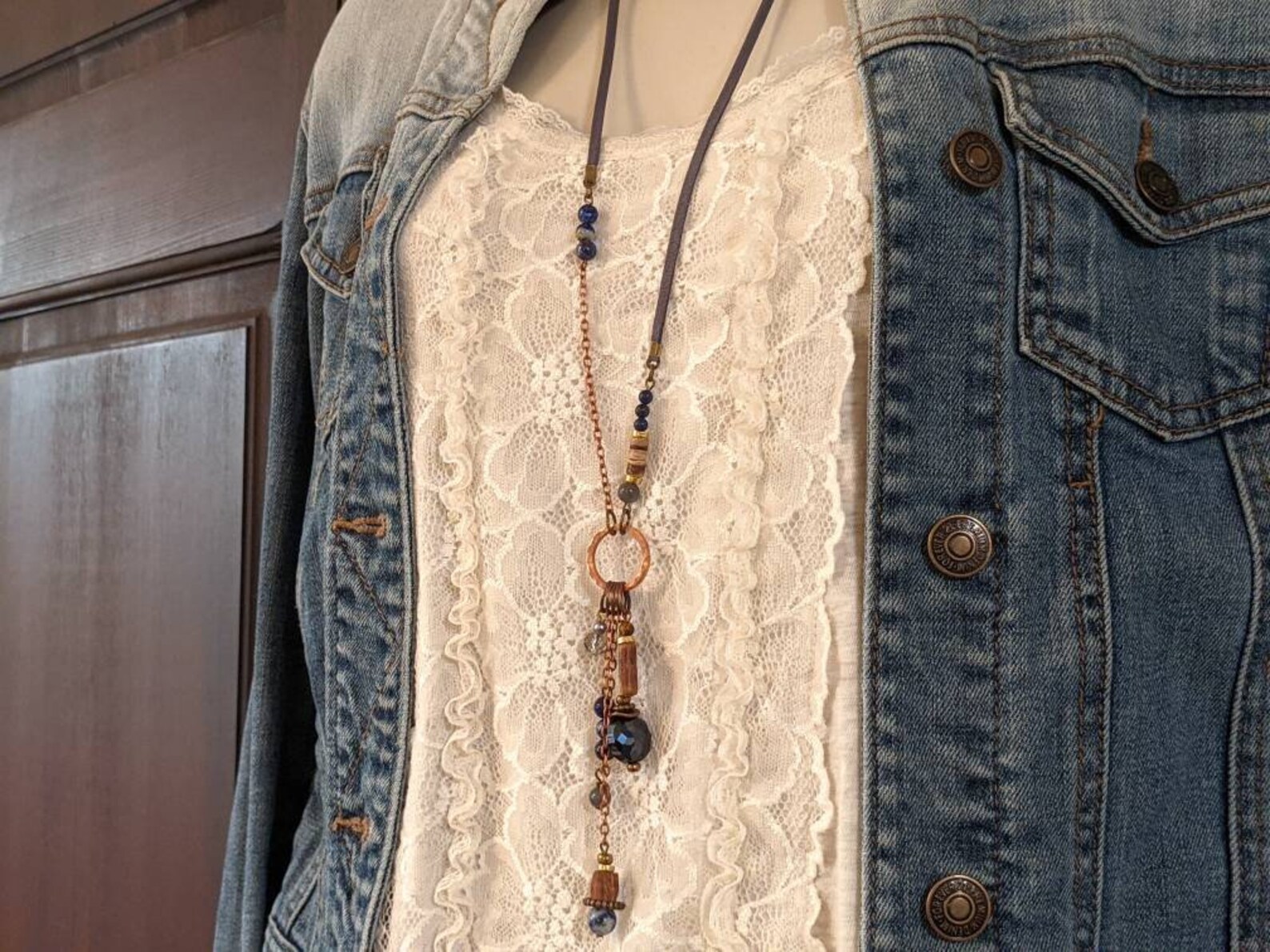 Long Boho Necklace, Long Blue Necklace in Lapis and Sodalite, Long ...