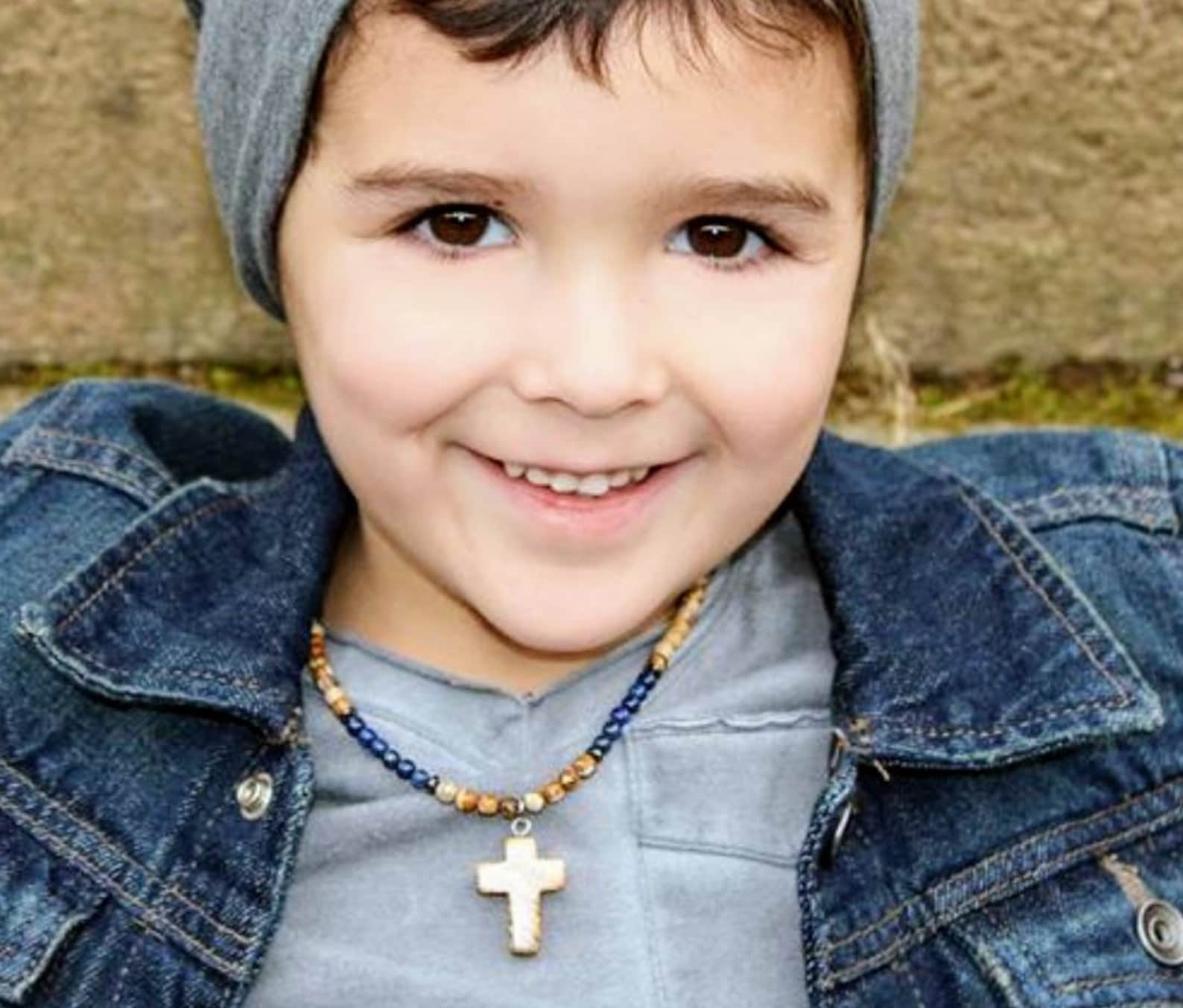 Boys Cross Necklace Mens Cross Necklace Boys Necklaces Blue | Etsy