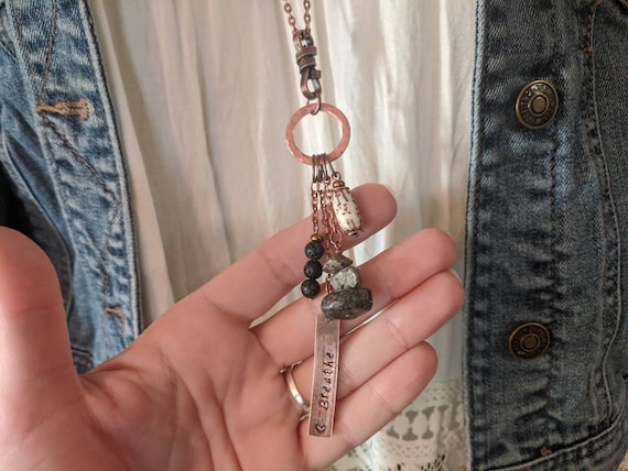 Personalized Long Boho Necklace Diffuser Necklace Rock - Etsy