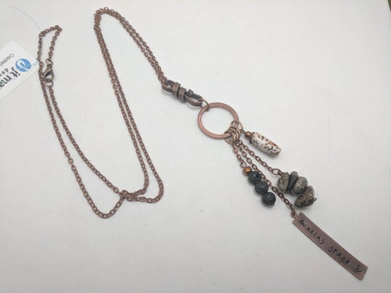 Personalized Long Boho Necklace Diffuser Necklace Rock - Etsy