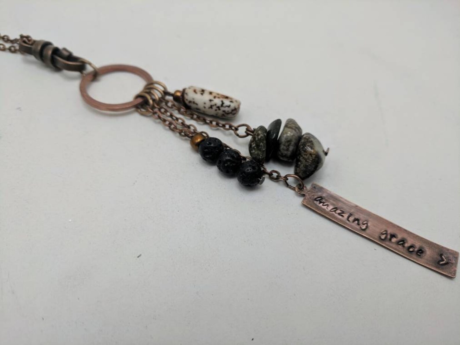 Personalized Long Boho Necklace, Diffuser Necklace, Rock Stack, Rock ...