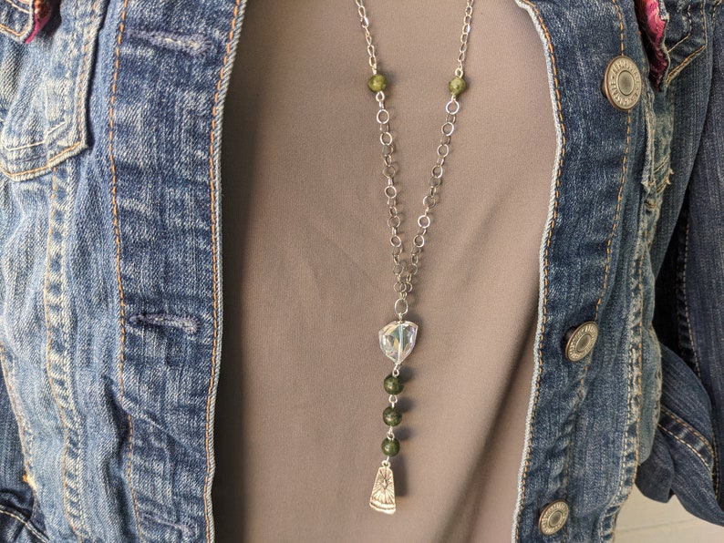 Women's Long Boho Necklace, Extra Long Silver Adjustable Chain, With ...