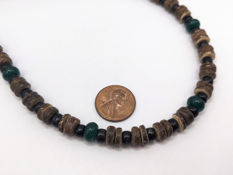 Mens Jade Necklace, Beaded Necklace, Green Jade Necklace for Man, Brown ...
