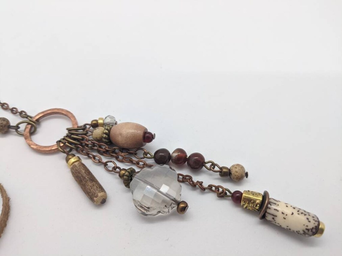 Long Boho Necklace Mustard and Rust Necklace Orange Agate | Etsy