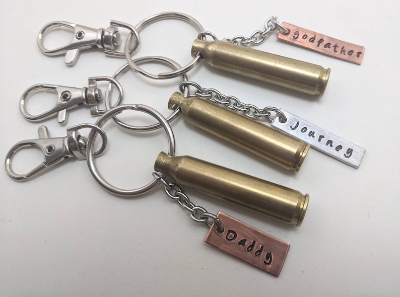 Personalized Recycled Bullet Keychain, Shell Casing Gift for Dad ...