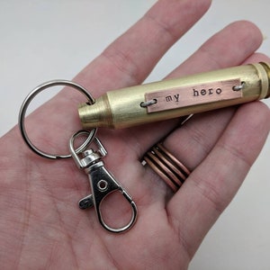 Personalized Recycled Bullet Keychain, Shell Casing Gift for Dad ...