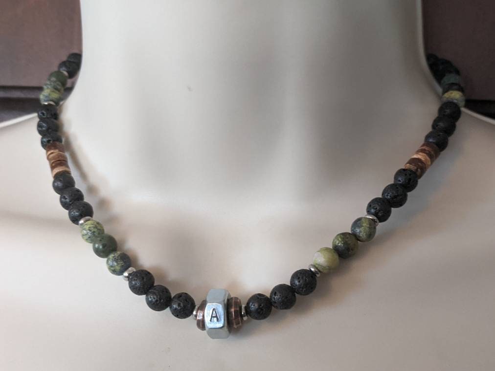 Personalized Boys Necklace, Boys Name Necklace, Men's Lava Rock ...