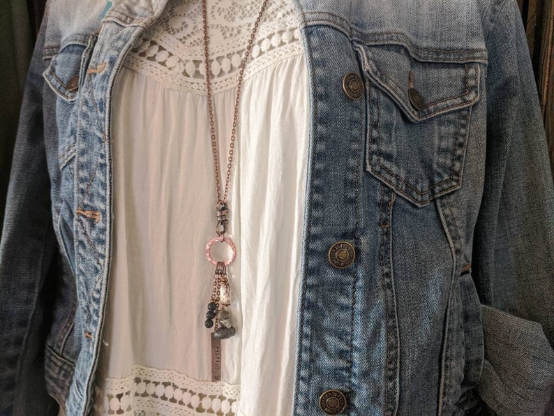 Personalized Long Boho Necklace Diffuser Necklace Rock - Etsy