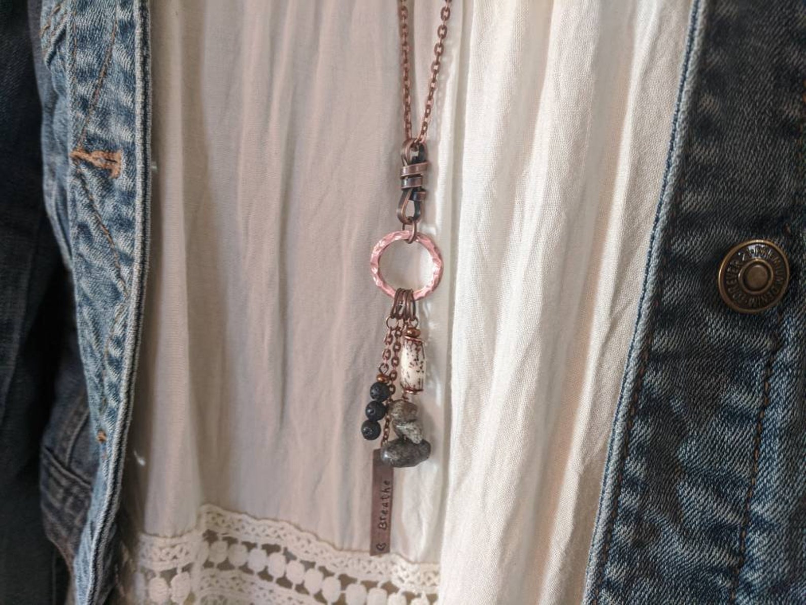 Personalized Long Boho Necklace Diffuser Necklace Rock - Etsy