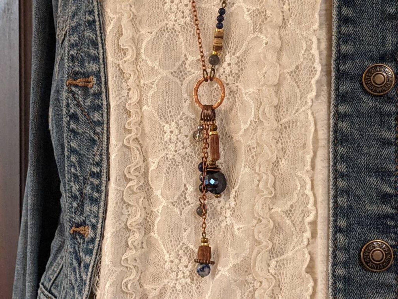 Long Boho Necklace, Long Blue Necklace in Lapis and Sodalite, Long ...
