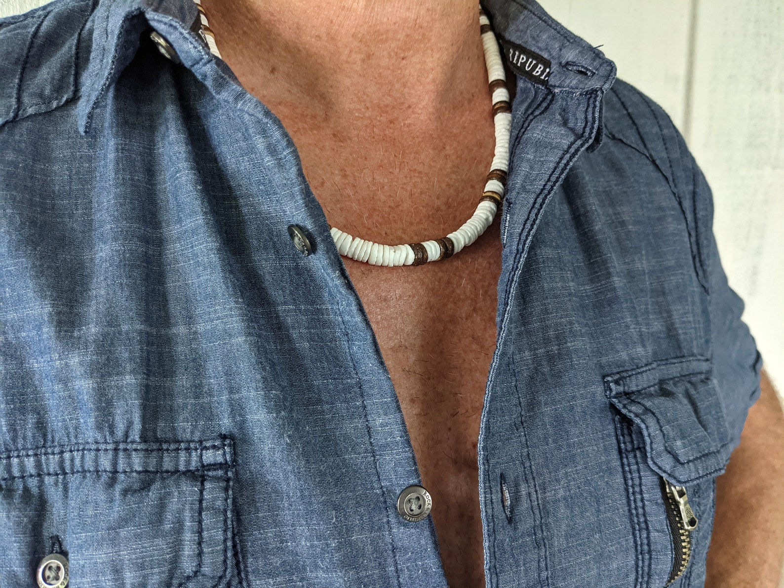 Puka Shell Surf Necklace, White Surfer Style Choker, Tropical Necklace ...