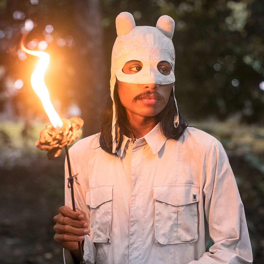 ROO White AVIATOR MASK -horned Animal Aviator Pilot Cap -stretch Canvas ...