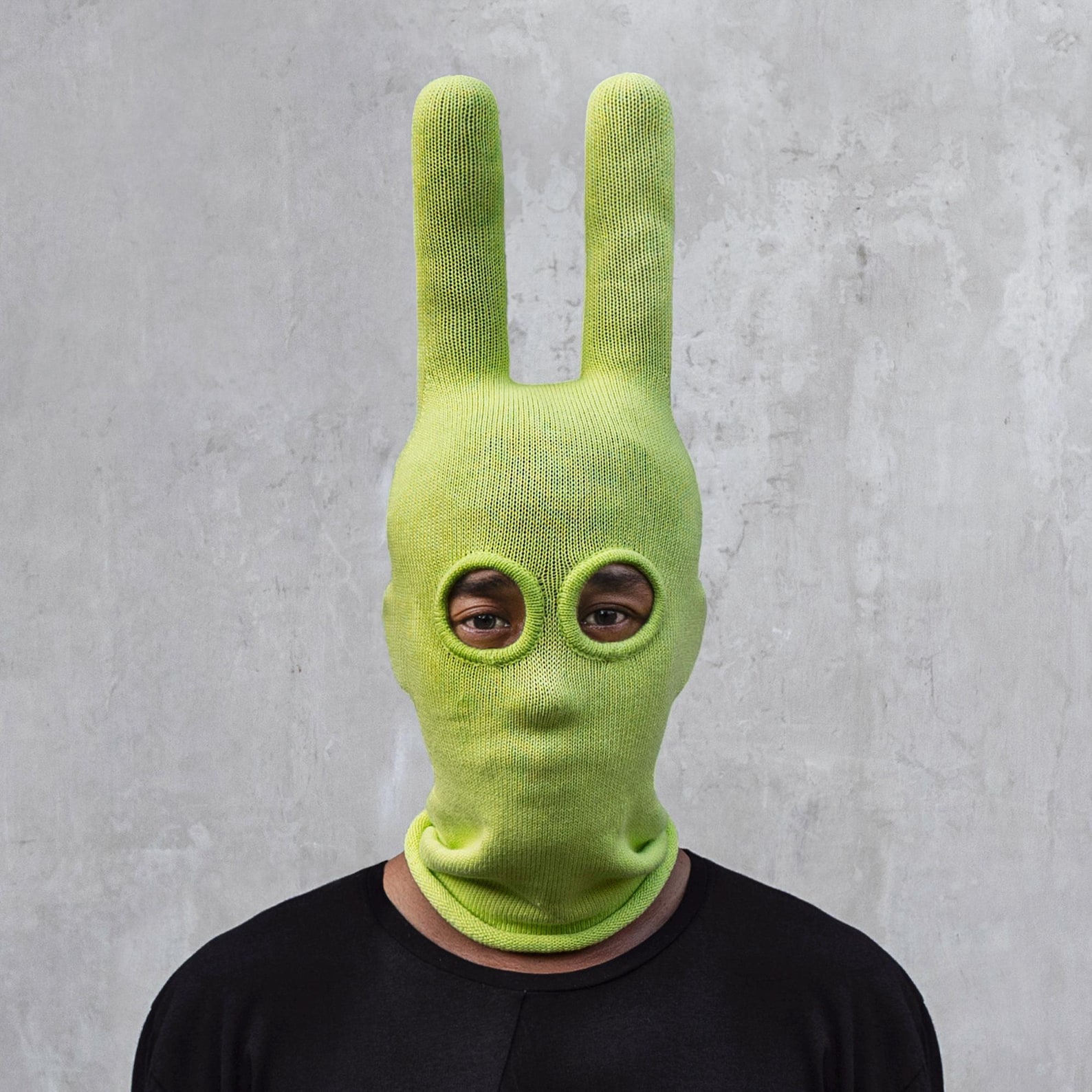 Neon Arctic Lime Green Knit Ski Mask With Horns: Rave Balaclava - Etsy