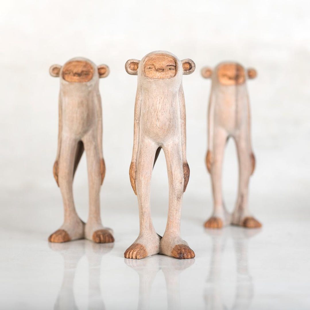 Monkey Art Toy -handcarved Monkey Designer Wood Toy -upscale Home Decor ...