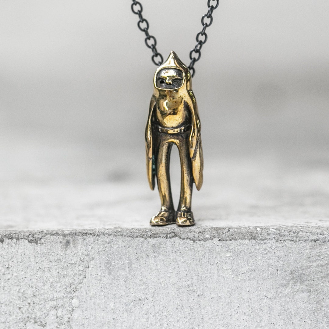 Birdman Brass Pendant Necklace – Hand-cast Solid Brass Bird Figure - Etsy