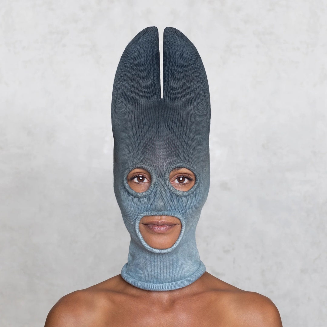Indigo Ombre Bat Balaclava: Hand-knit Cotton Unisex Mask - Etsy