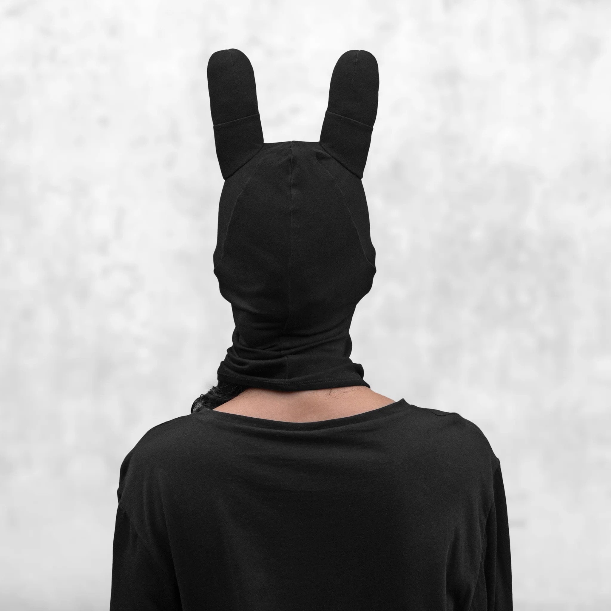 Black Cotton Spandex Balaclava – Bunny Ear Creature Mask - SNEAK MASK ...