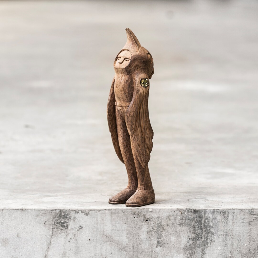 Hand Carved Birdman Figurine: Monkey Pod Wood Modern Art Object - Etsy