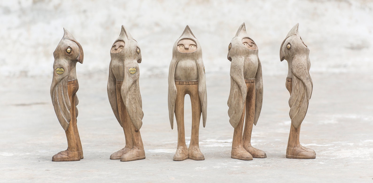 Hand Carved Bleached Wood Birdman: BLAMO Designer Art Toy - Etsy