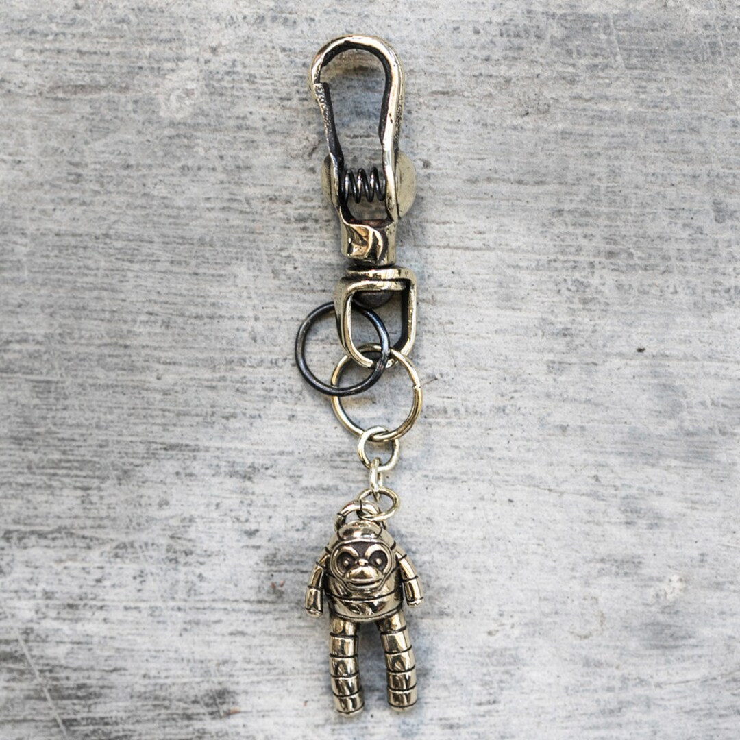 BANDIT BRASS KEYCHAIN -solid Brass Sock Monkey Pendant Keychain W ...