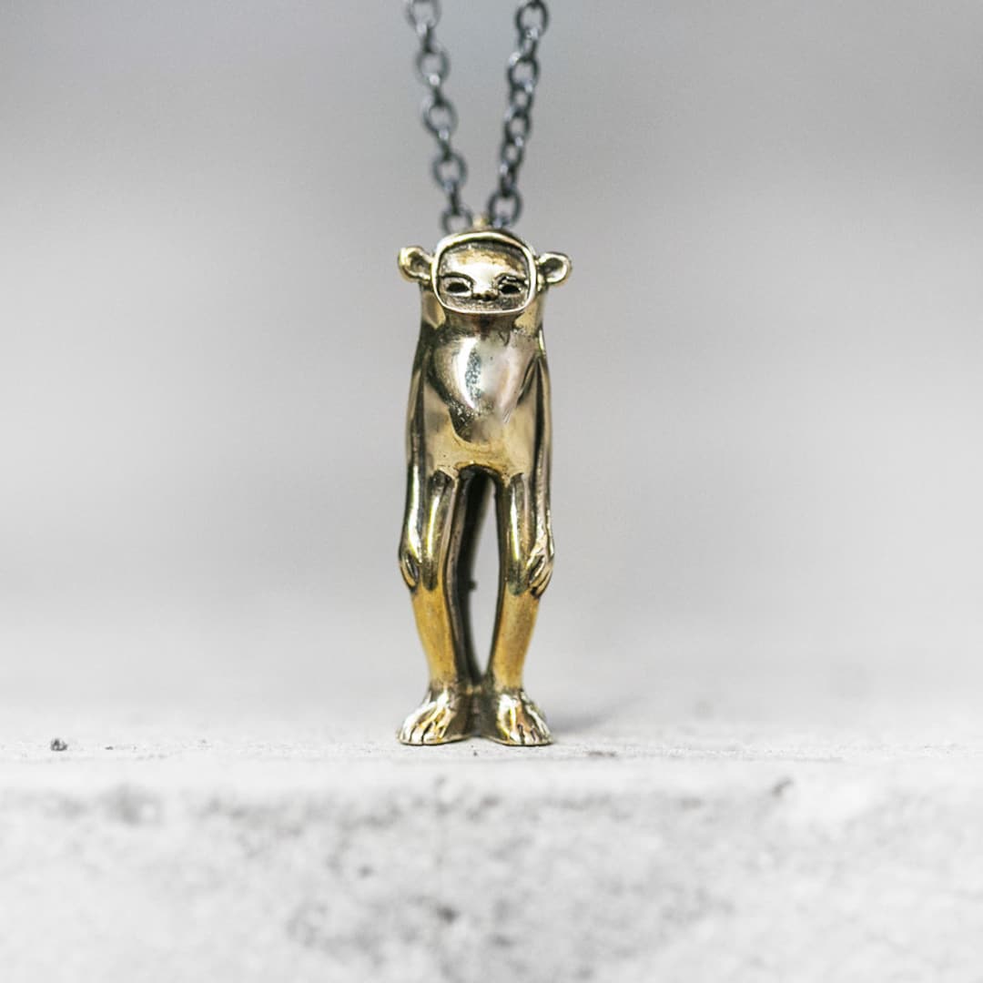 MINKY MONKEY Charm Necklace Solid Brass Cheeky Monkey Pendant Blamo ...