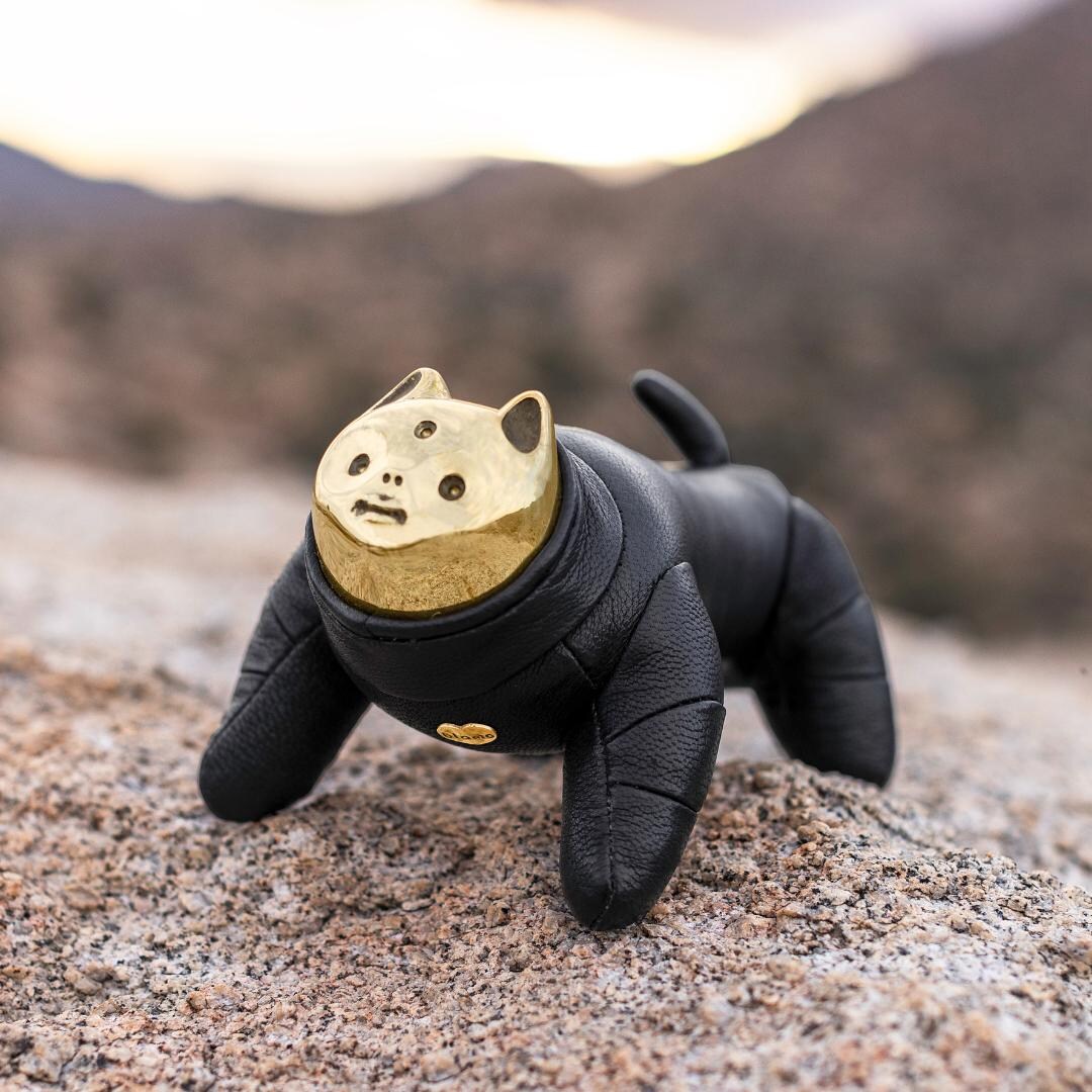 Handmade Leather Cat Dog Art Toy: Quirky Brass Sculpture, CHONKO - Etsy