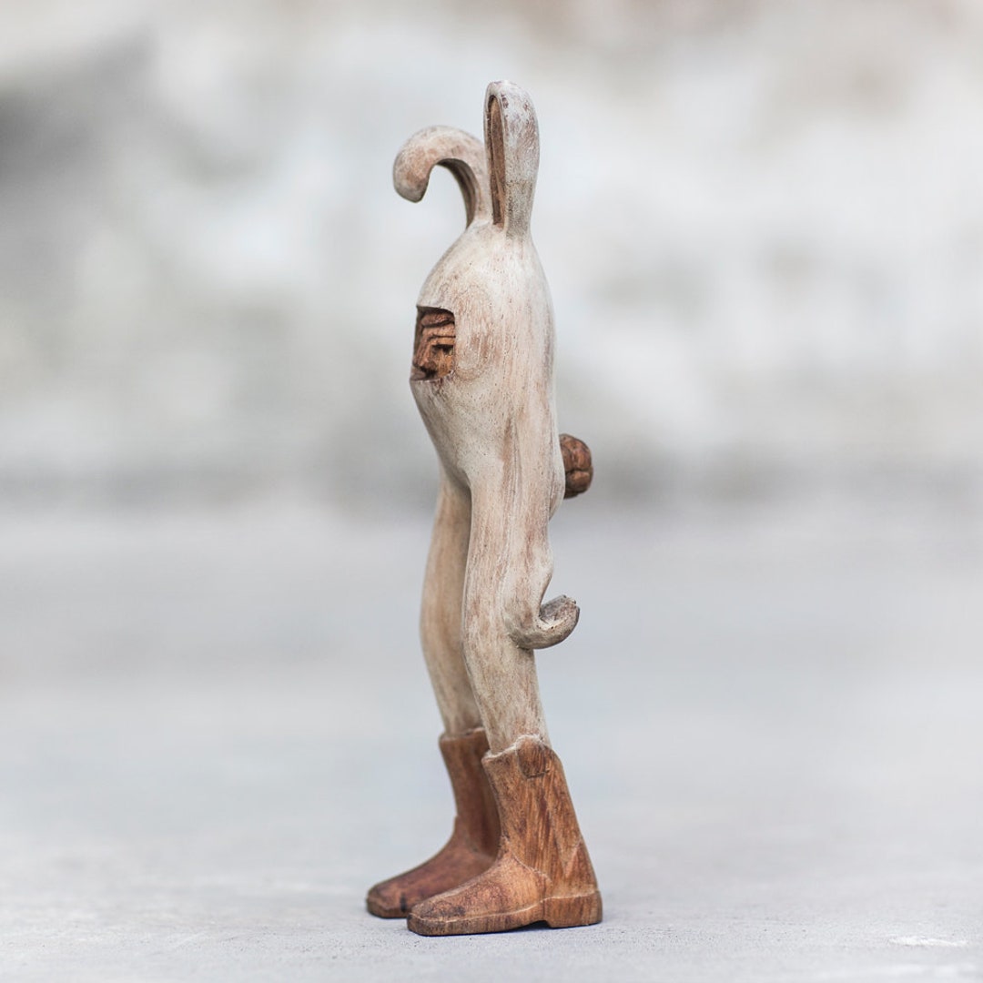 Handmade Bleached Wood Figurine -designer Art Toy -reclaimed Wood ...