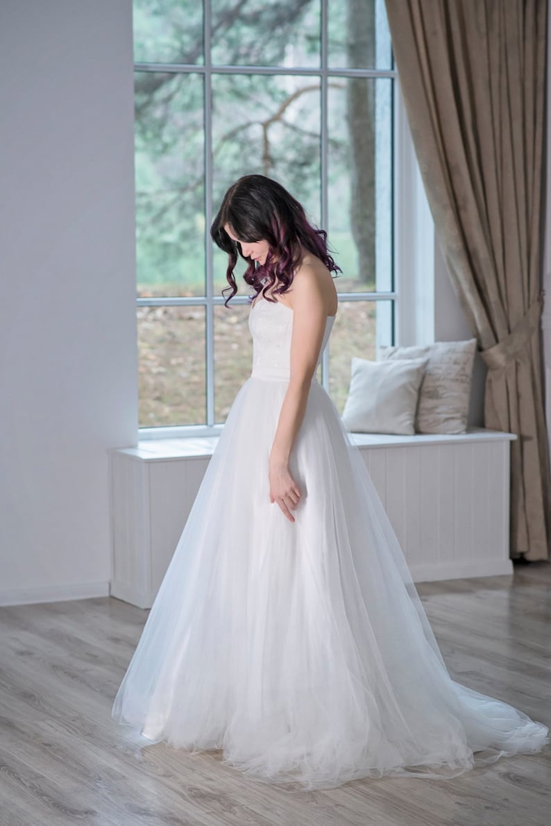 Heather - Wedding Gown / Strapless Wedding Dress / a Line Bridal Gown ...